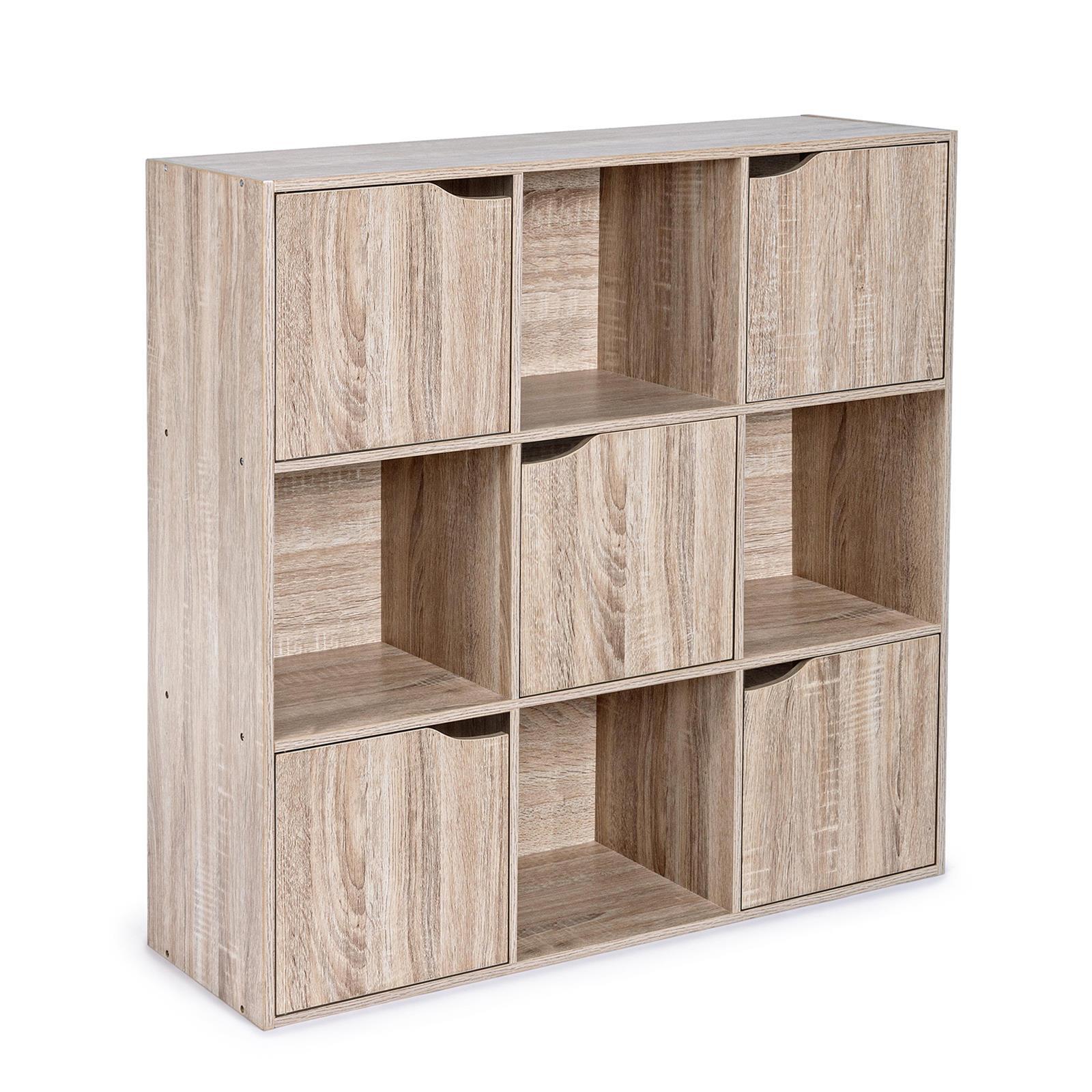 Meuble cube 5 portes 4 compartiments apparents MAELLE chêne clair cm ...