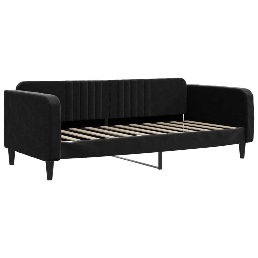 Lit simple | Lit adulte | Lit de repos noir 90x190 cm velours CFW98036 ...