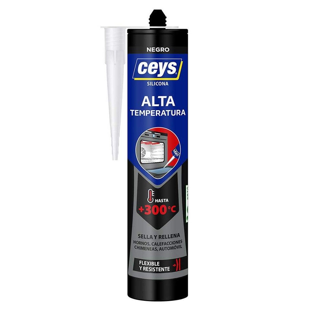 Silicona alta temperatura negro 280ml cartucho | Leroy Merlin