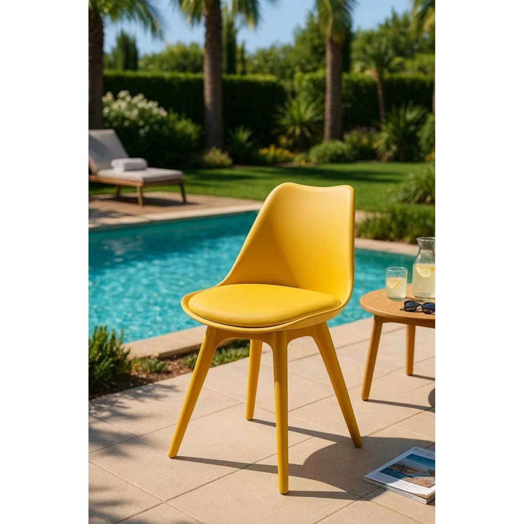 Orion91 boreal chair padded seat faux leather and legs color yellow ...