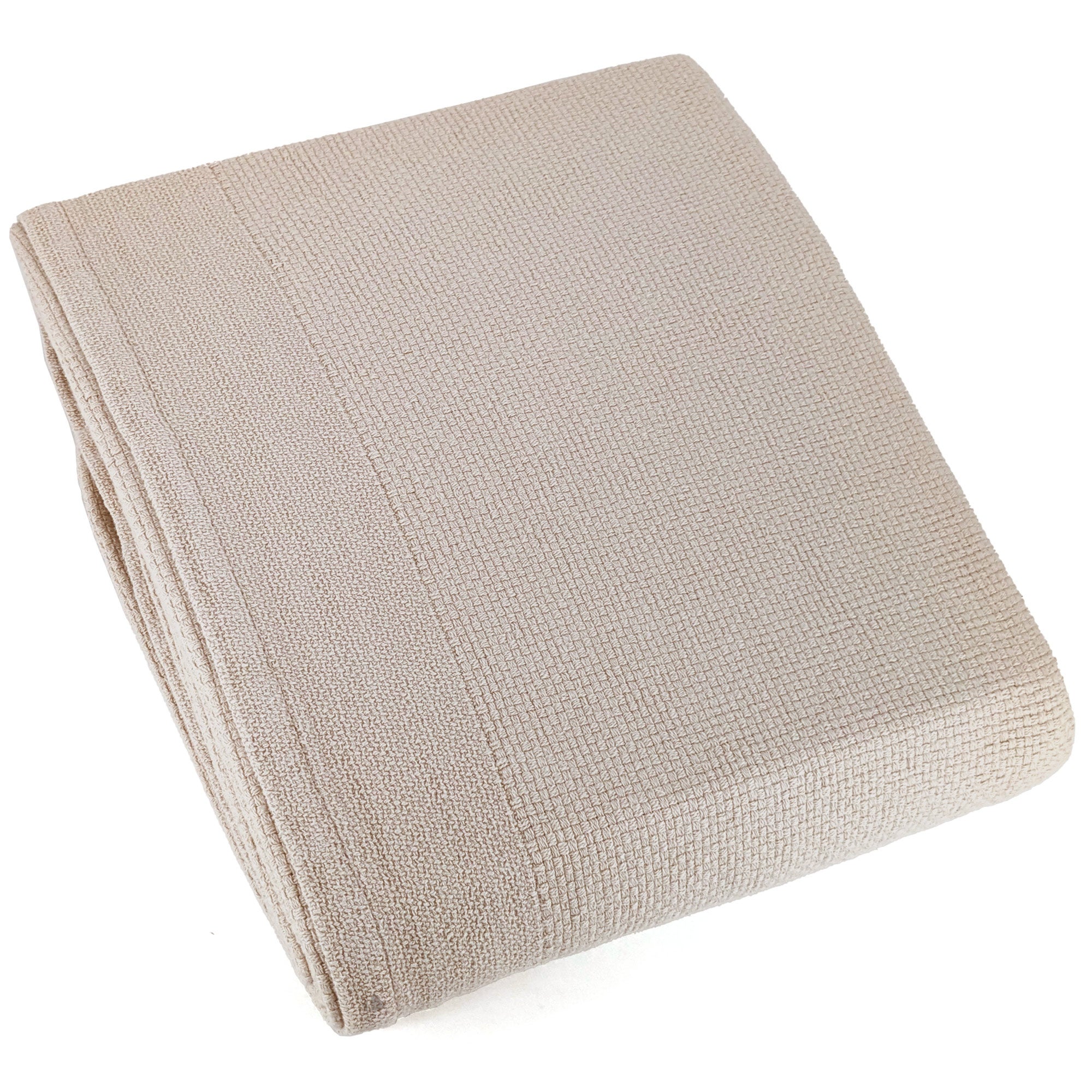 Couverture été 240x260 cm coton recyclé 365 g/m2 RIVIERA beige grège ...