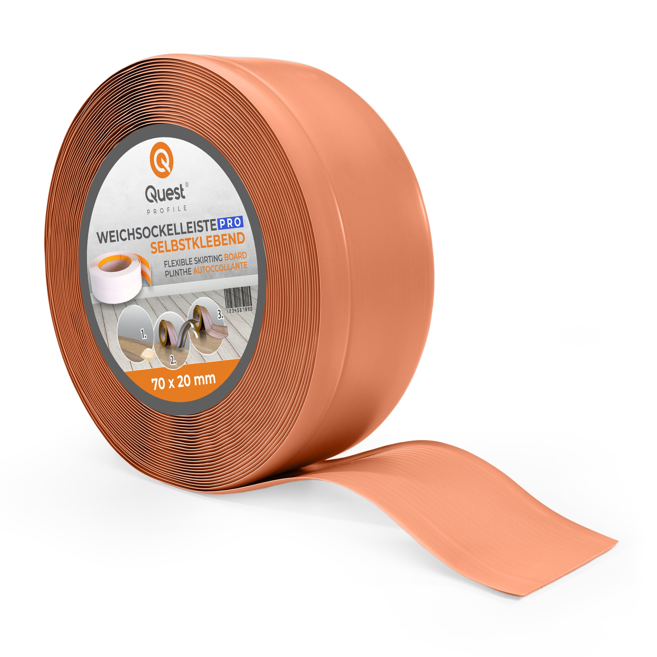 QUEST Rodapié PVC 70x20mm, 5m, rodapiés blando, zócalo profesional, La ...