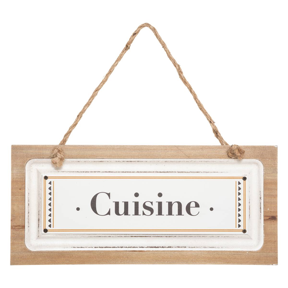 Plaque de porte bois et métal - blanc - 30x13 - 5 cm - Atmosphera ...