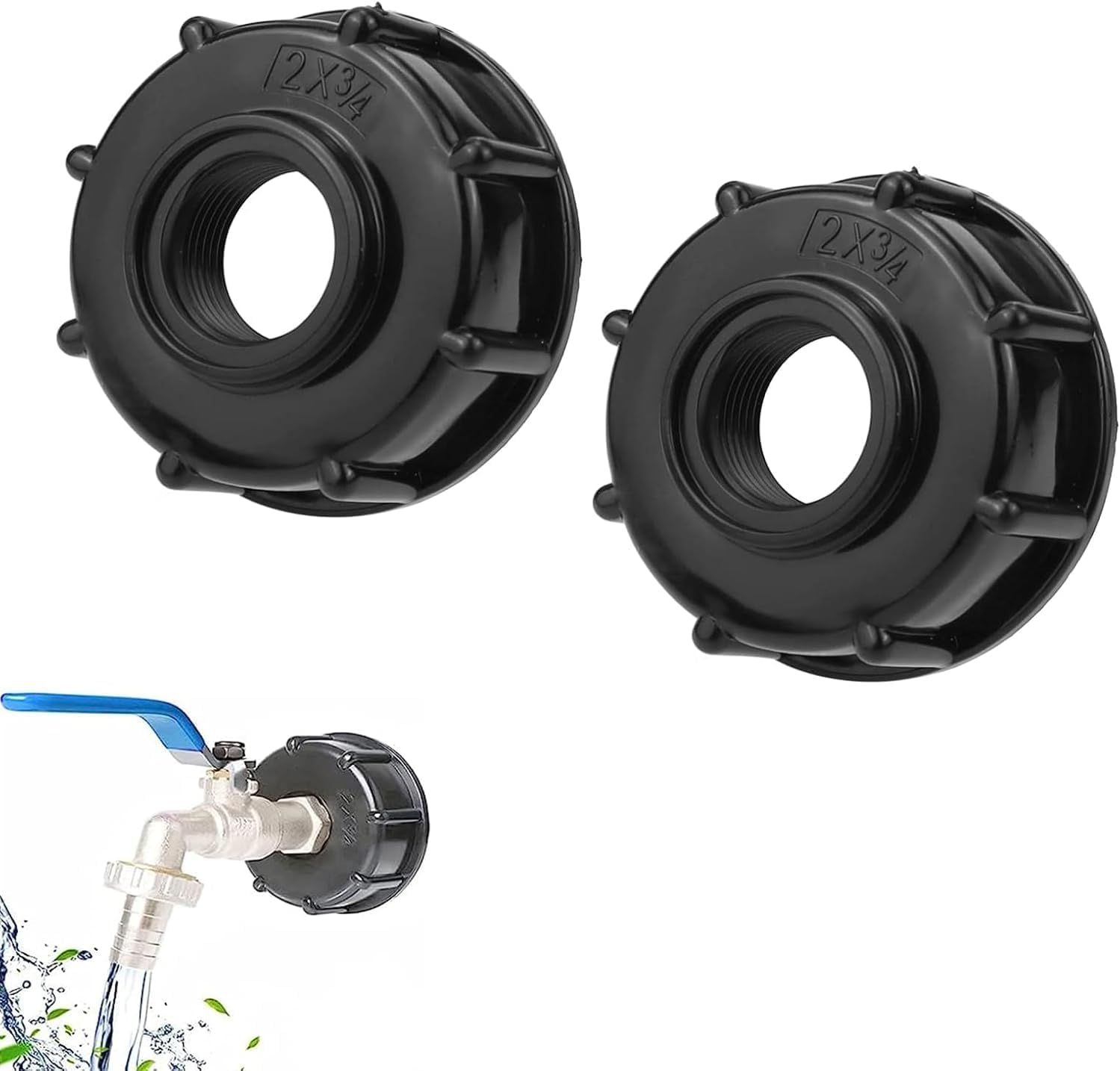 (2 piezas) Tapa adaptadora IBC S60x6 - Conector de tanque IBC de 3/4 de ...
