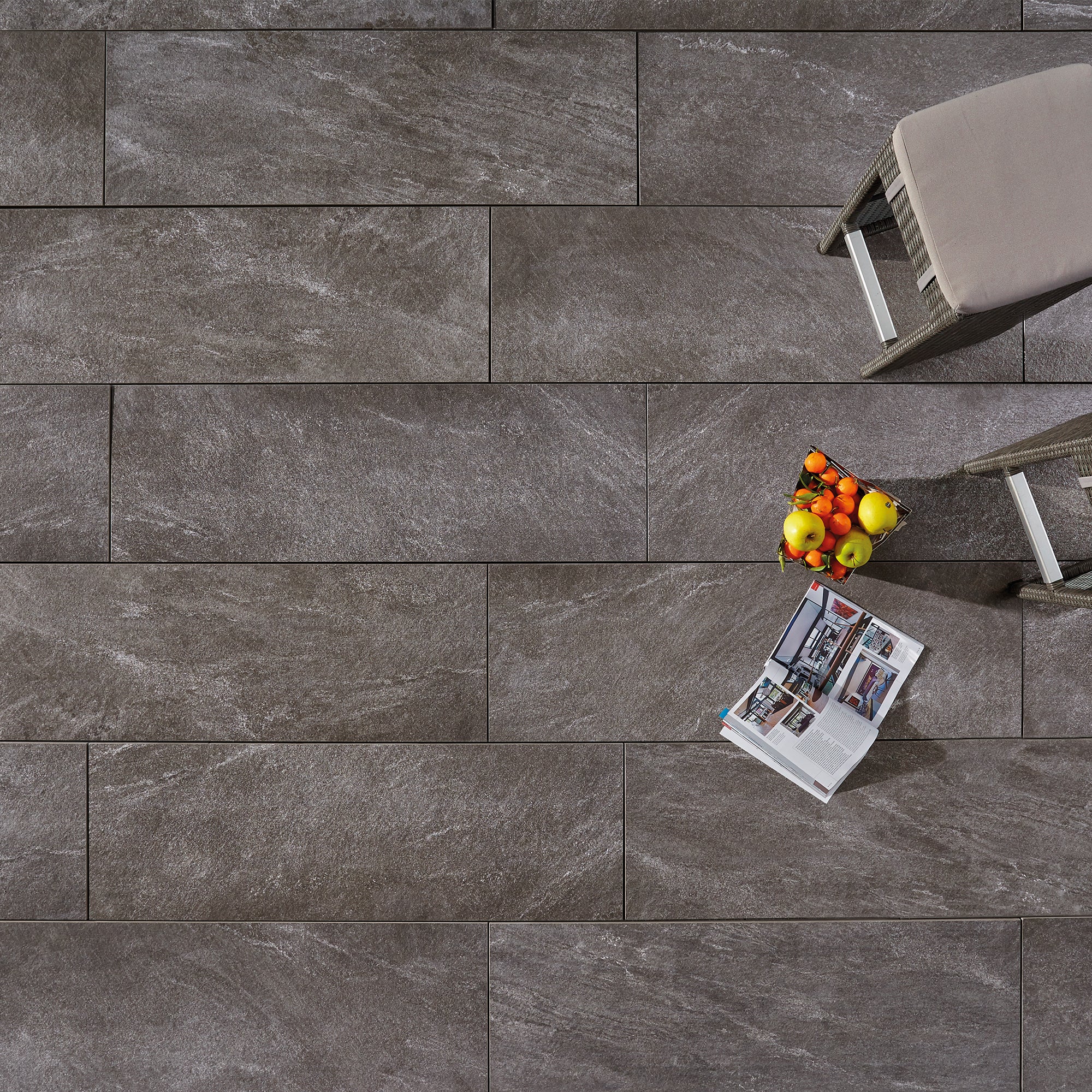 Dalle sol extérieur grès cérame Premium effet pierre grise Rimini l.40 ...