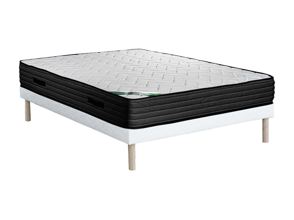 Ensemble 160 x 200 cm sommier tapissier + matelas mousse et coutil ...