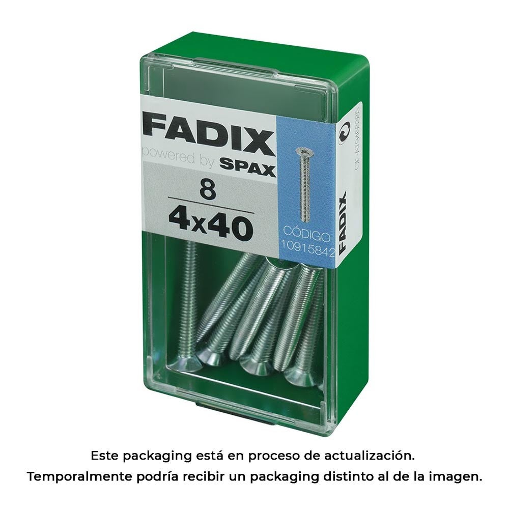 Caja de 8 unidades de tornillo métrico con cabeza plana M 4x40mm Fadix ...
