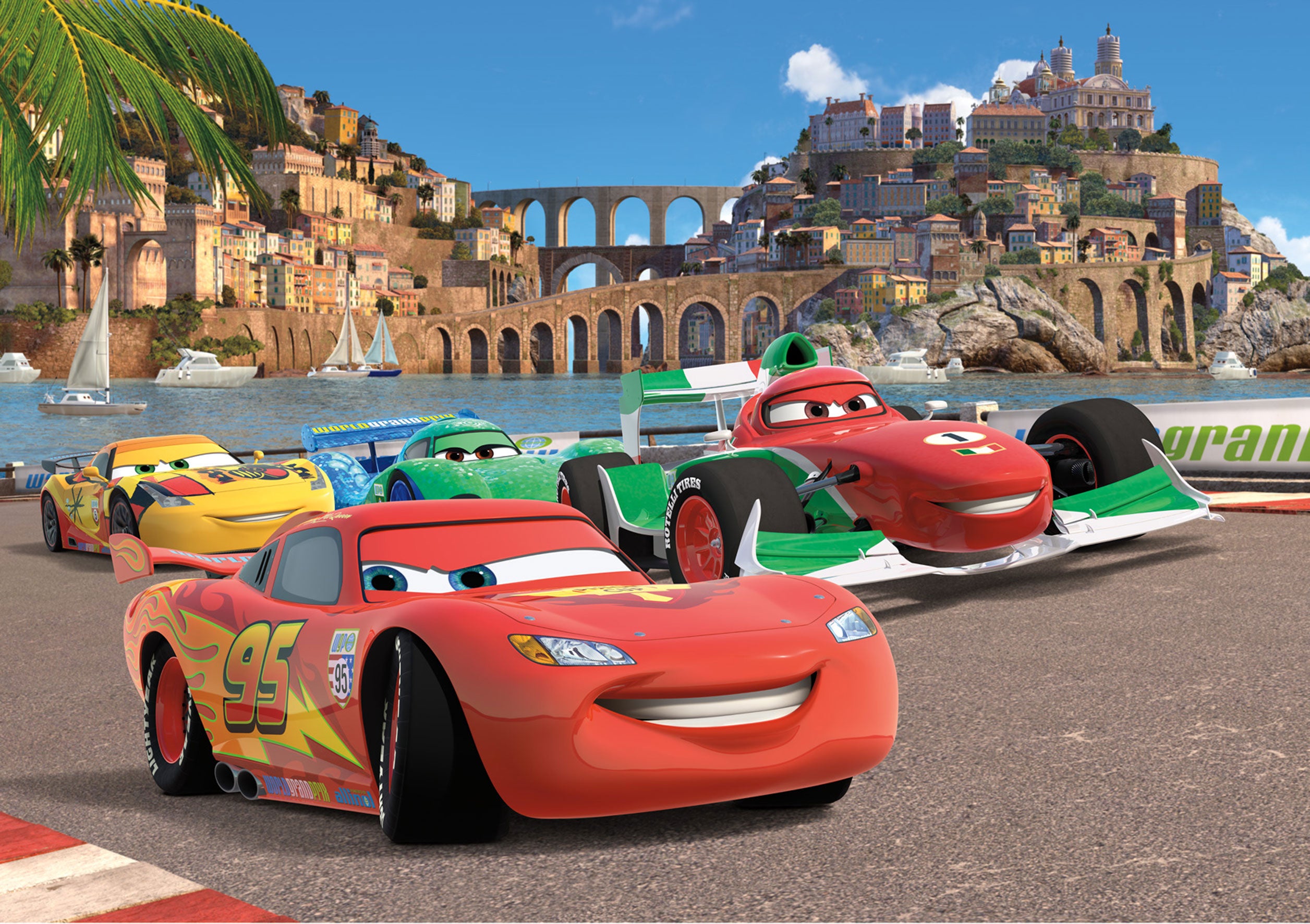 Fotomural Cars marrón, rojo y verde - 360 x 254 cm - Disney | Leroy Merlin