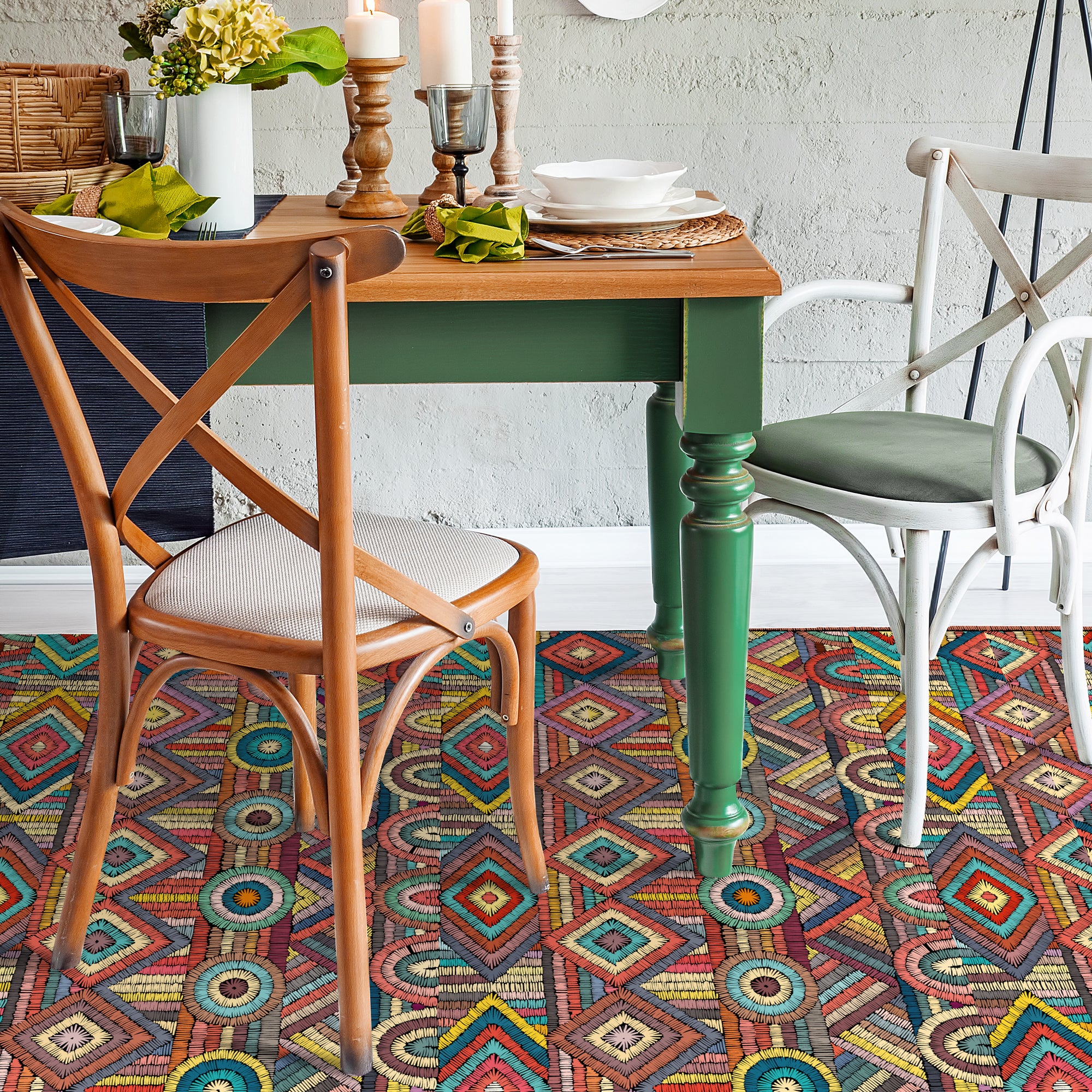 Tapis/ Motifs géométriques colorés / 61x91 cm - RECTANGLE/ Créé et ...