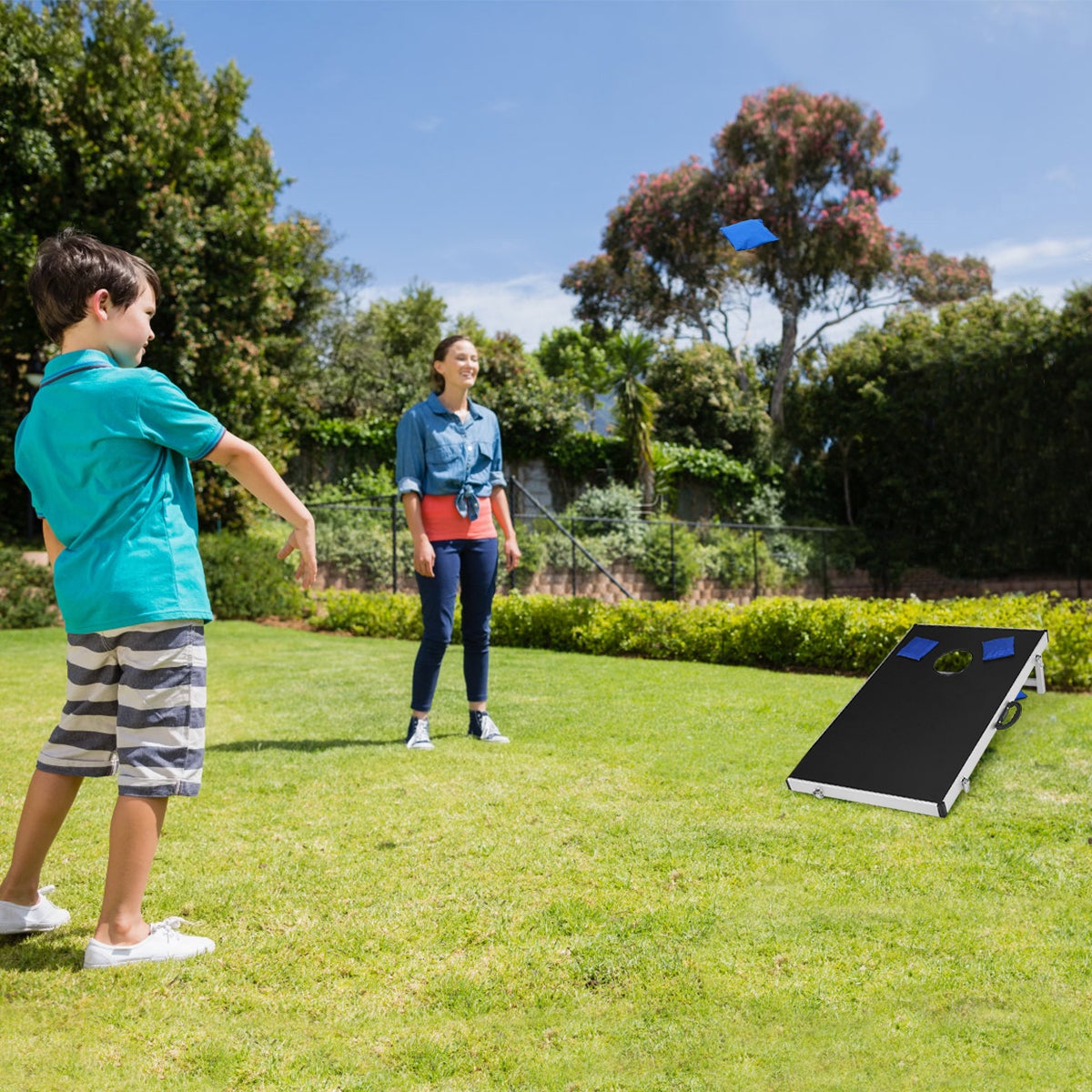 Juego Cornhole Mesa Plegable Aluminio con 8 Bolsas Arena ...