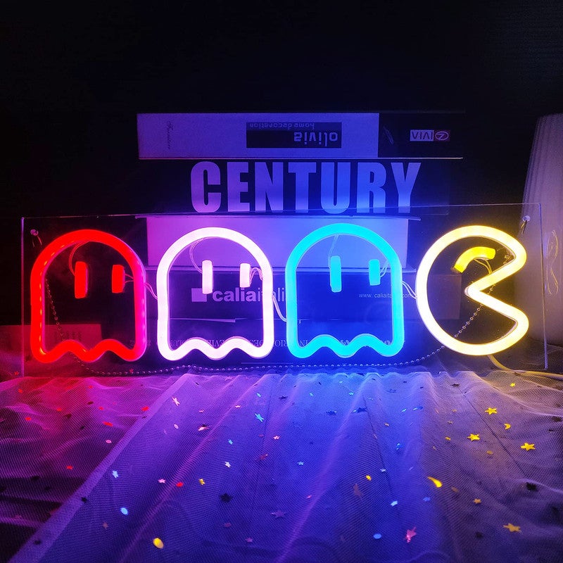 Panneau Néon Fantôme Spectre Lumières Neon LED Panneau Salle de Jeu ...