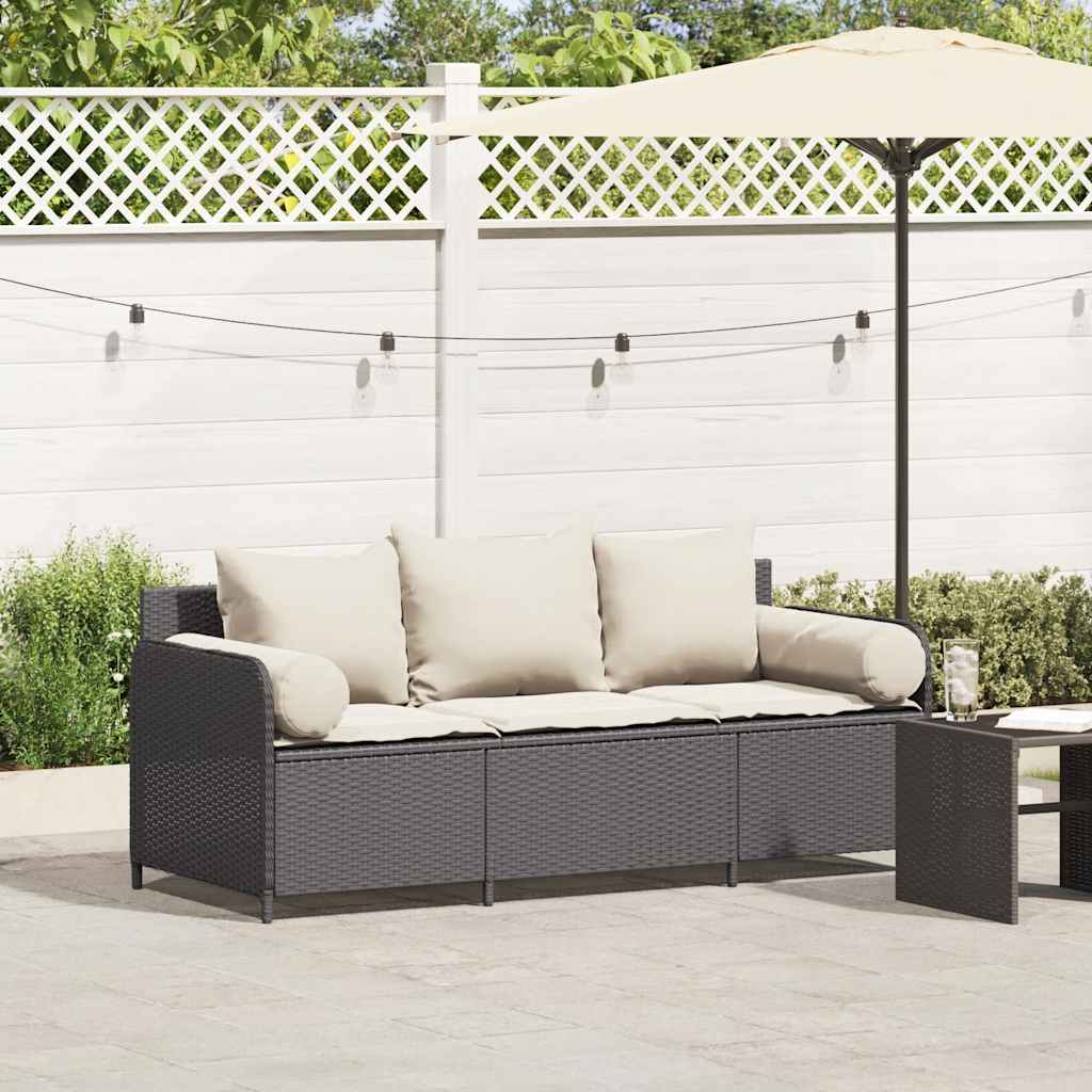 Maison Exclusive - Sofá de jardín de 3 plazas con cojines ratán ...