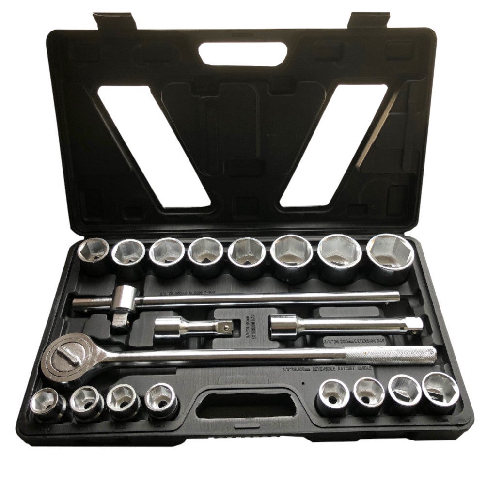 Coffret 20 pcs avec Douilles 6 Pans 3/4" de 19 à 50 mm avec Cliquet ...