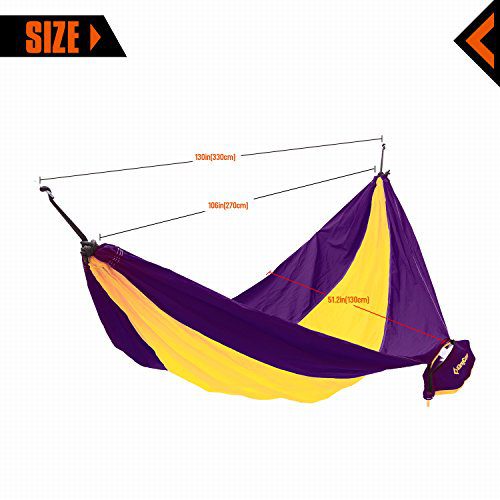 Hamac de camping en toile 1 place - O'Camp - Jaune et violet ...
