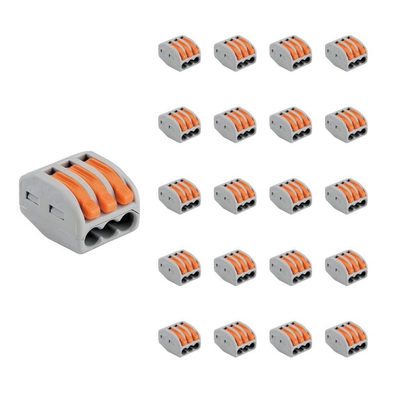 Borne de raccordement à levier 3 entrées avec serre câble (Pack de 20 ...