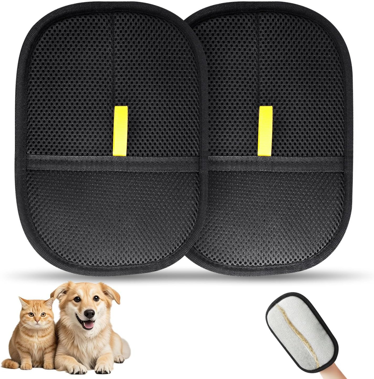 Lot de 2 gants de toilettage réutilisables pour poils de chat, doux et ...