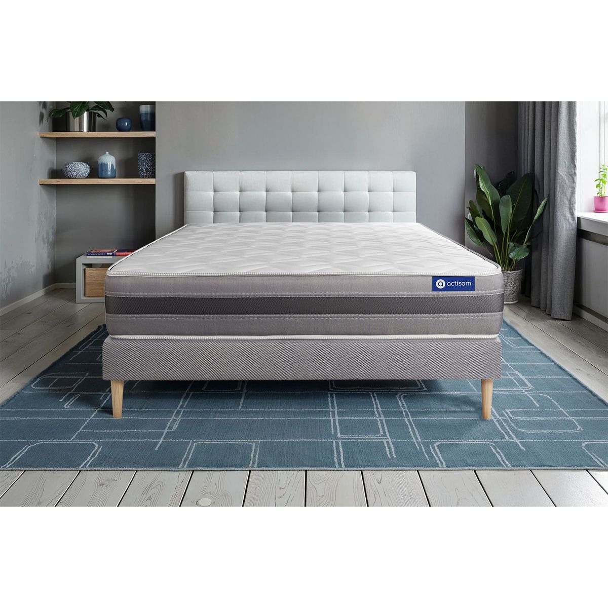 Ensemble matelas 200 x 200 cm Actilatex relax - Latex et mémoire de forme - Ep : 24 cm - Mi ...