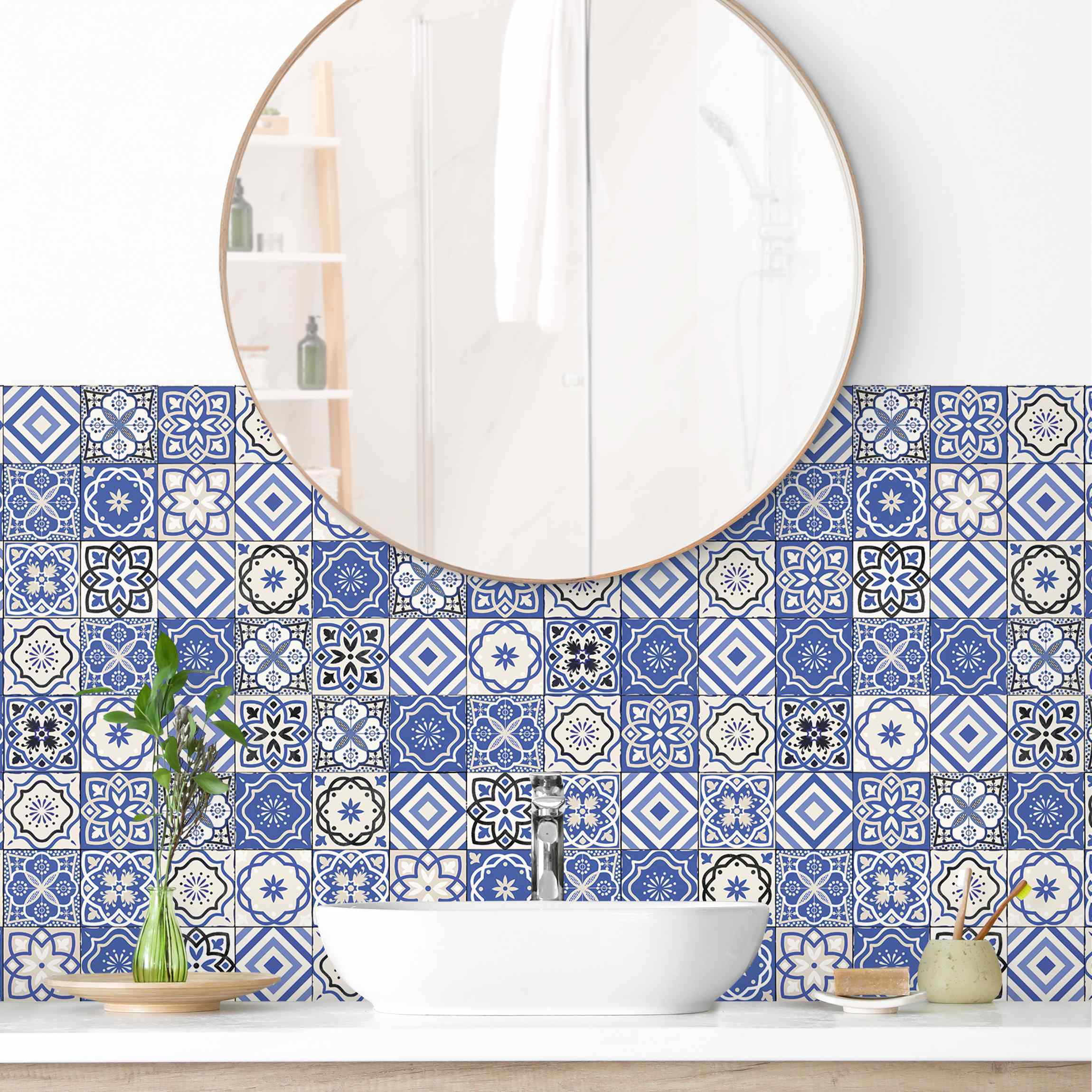 Revestimiento de pared para baño - Mediterranean Tile Pattern 400 x 90 ...