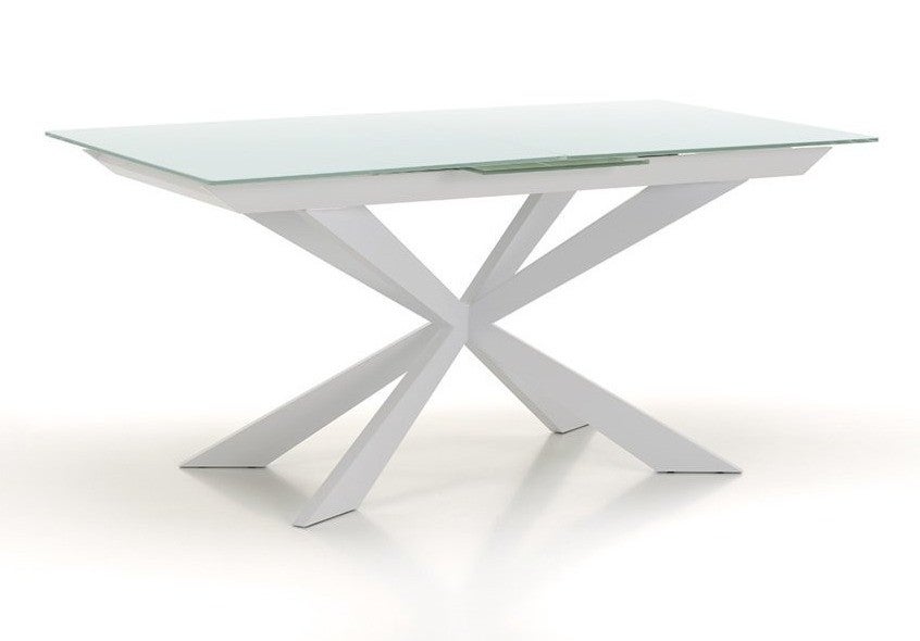 Table extensible 6 à 10 personnes L 160 à 200cm verre laqué blanc et ...