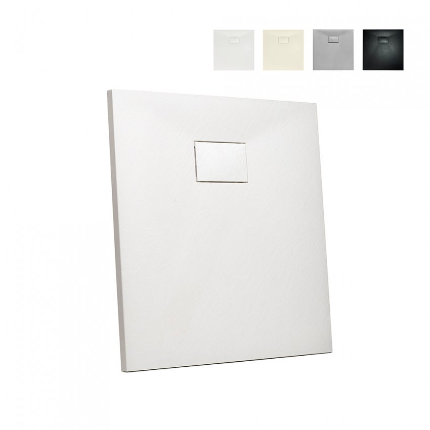 Plato de ducha cuadrado 90x90 a ras de suelo en resina baño moderno ...