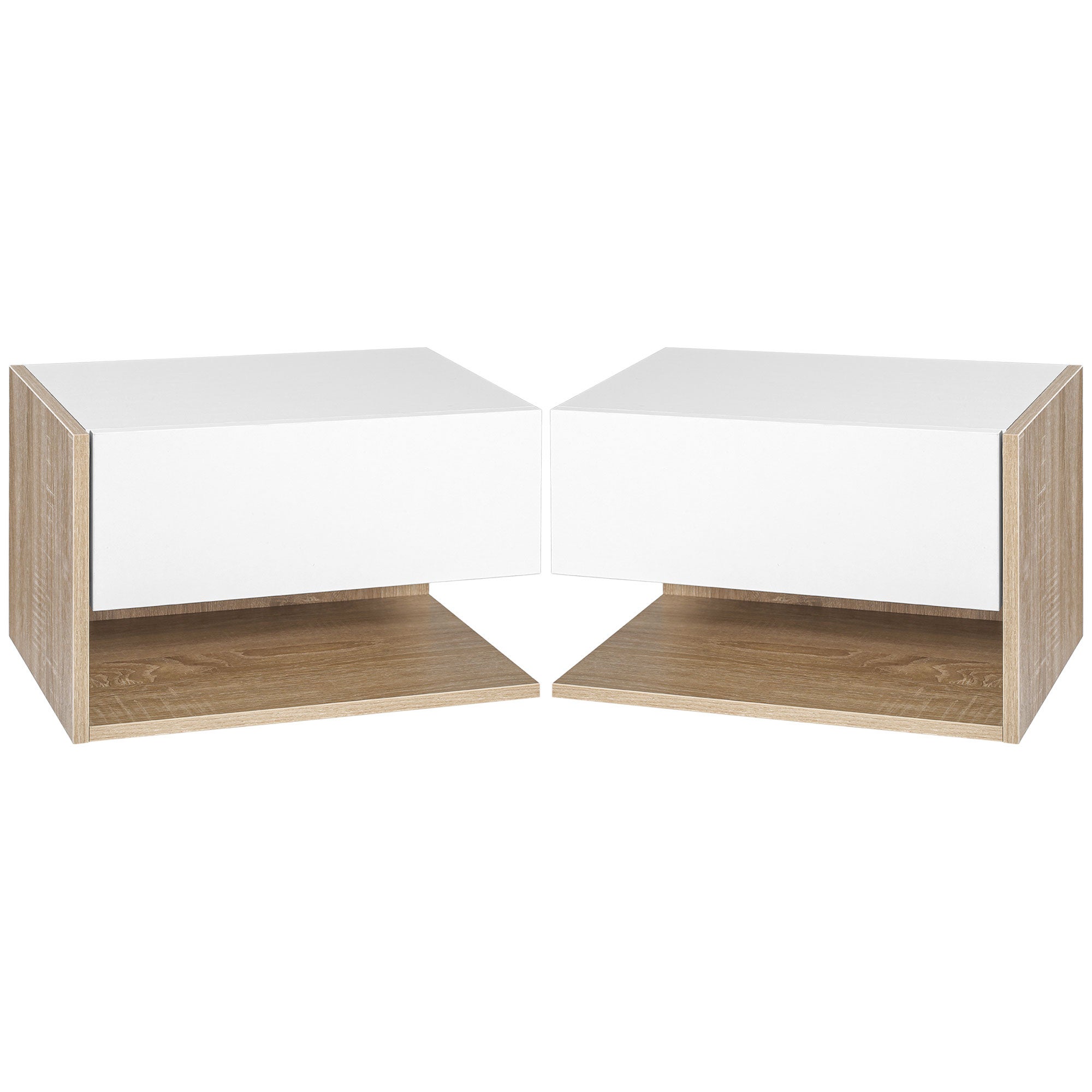 Lot de 2 Tables de Chevet murales - Lot de 2 Tables de Nuit - tiroir ...