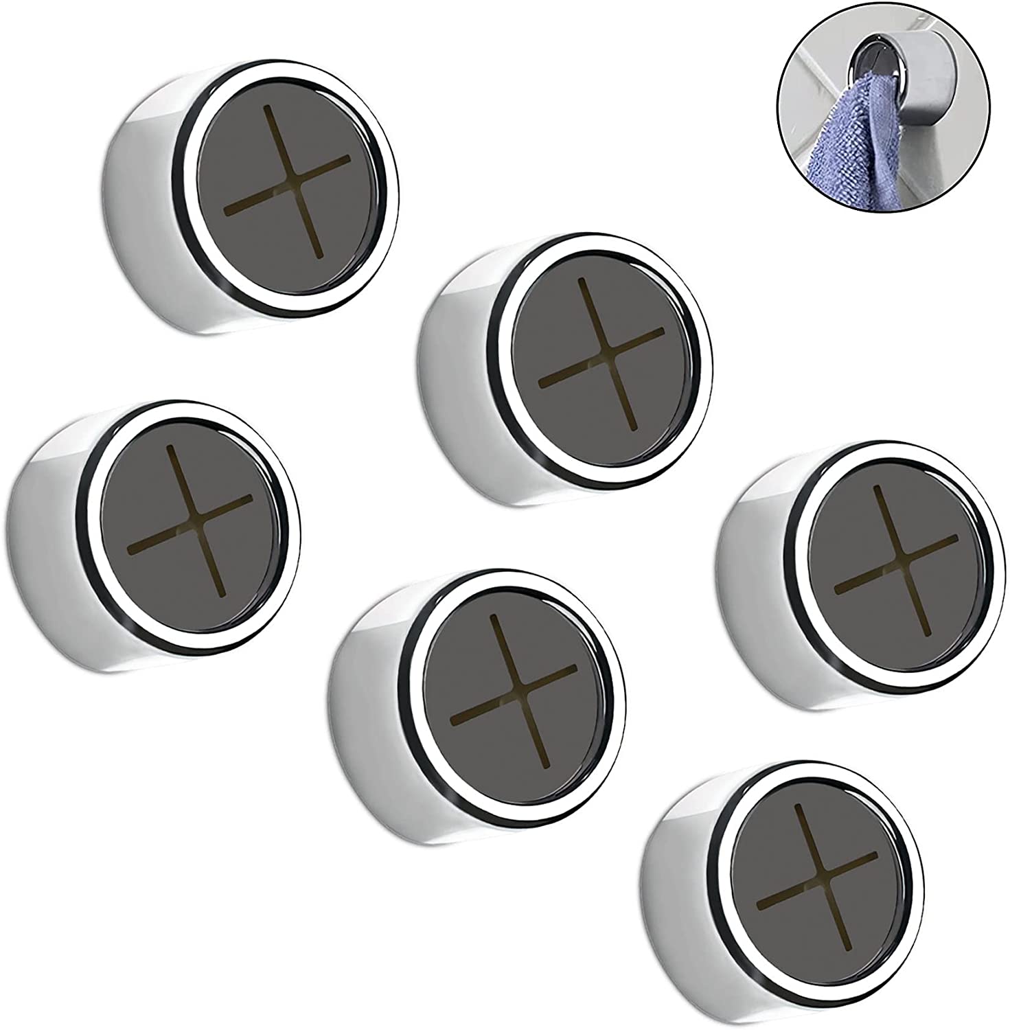 6pcs Mur et porte Round Moup Mounted Crochets pour la salle de bain de ...