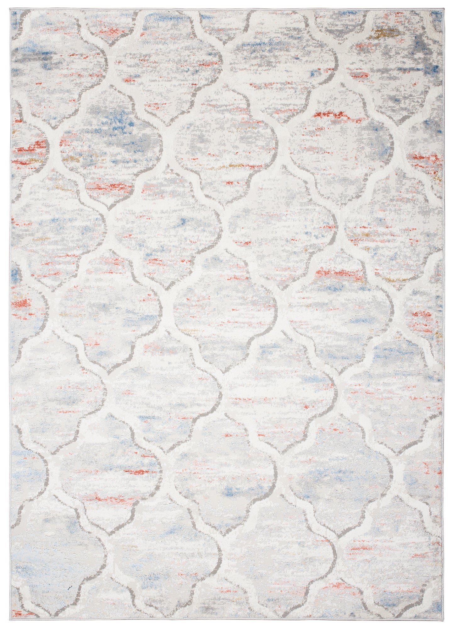 TAPISO Valley Tapis Salon Crème Bleu Saumon Gris Treillis Doux 140x200 ...