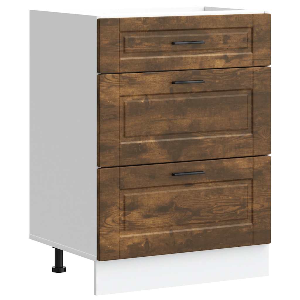 Mueble bajo de cocina porto roble ahumado madera reconstituida | Leroy ...