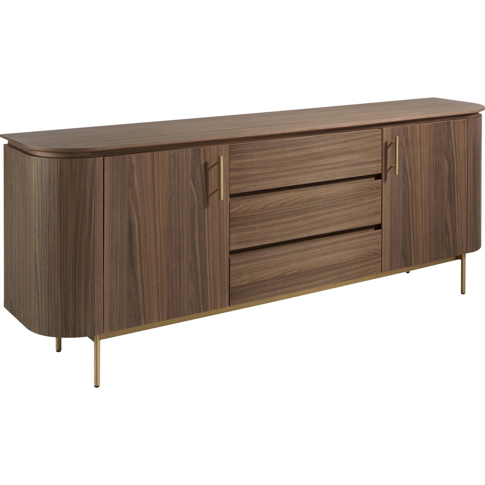 Buffet Angel Cerda en noyer et acier doré 210 x 45 x 80 cm Noyer doré ...