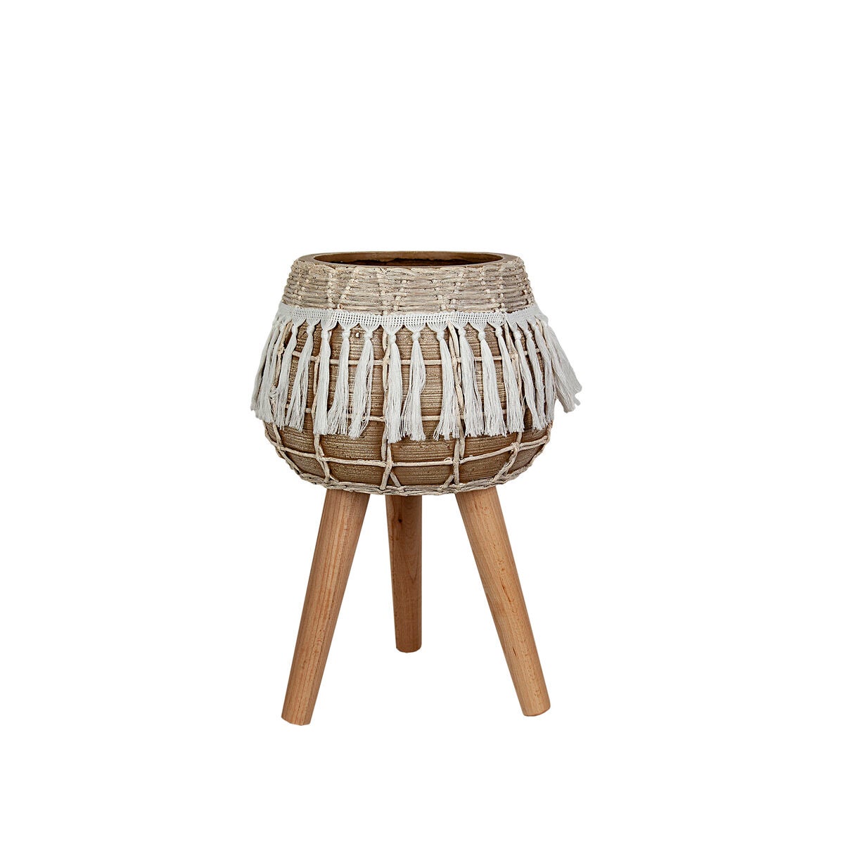 Vaso Romimex Beige Resina Con frange 30 x 23 x 30 cm Gambe | Leroy Merlin