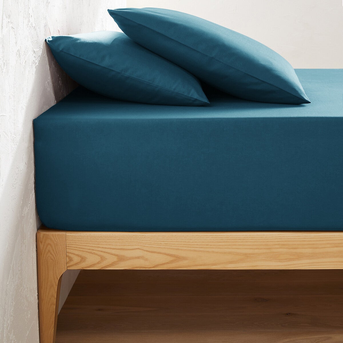 Drap housse uni polycoton, bonnet 32 cm, Scenario - Bleu de prusse ...