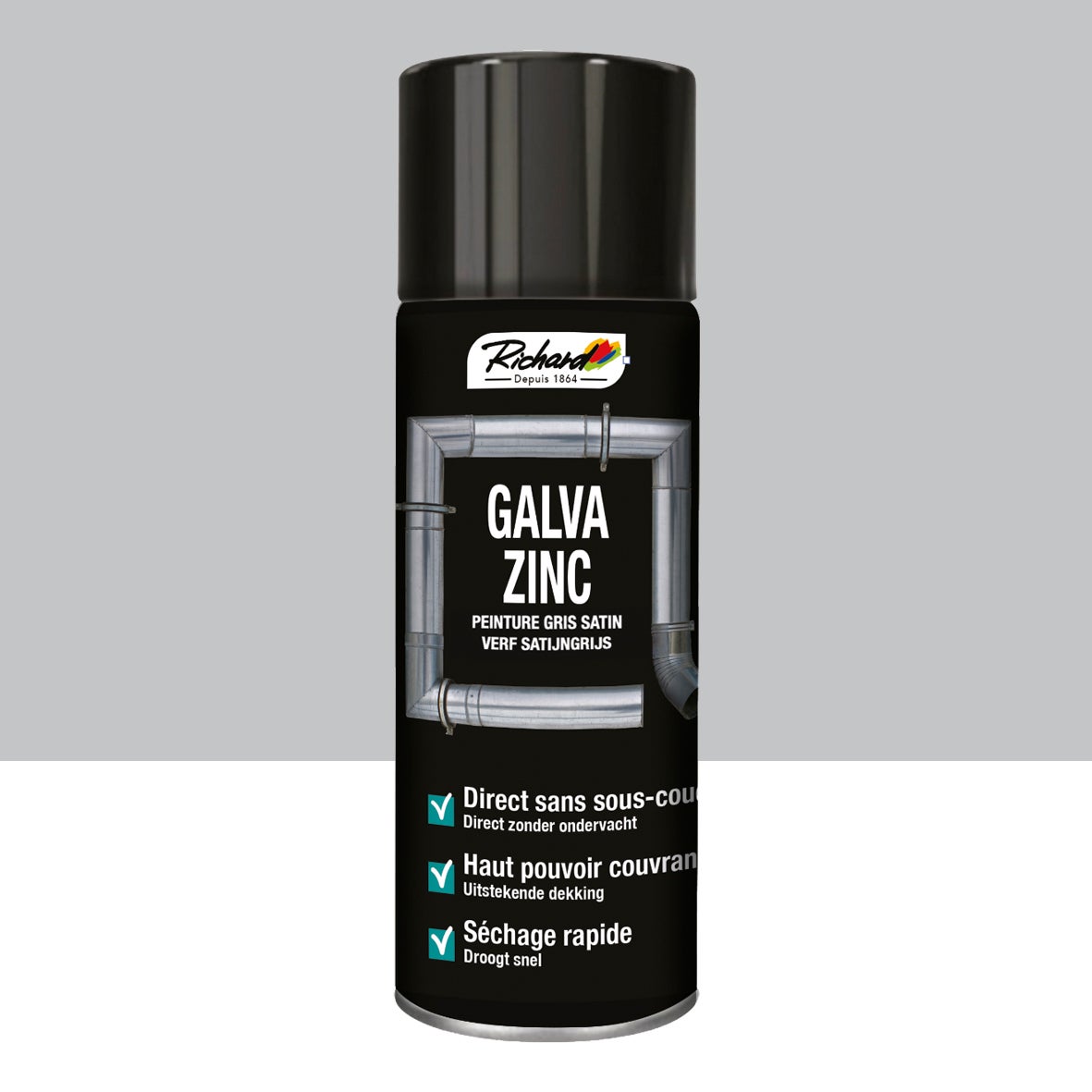 Bombe de Peinture Galva Zinc RICHARD Gris Clair 400ml | Leroy Merlin