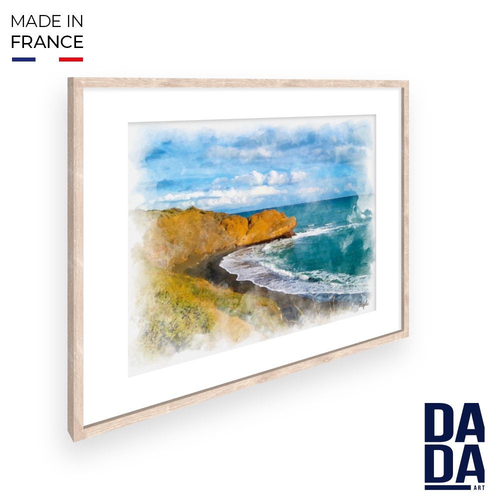 Image encadrée Côte d'Agde / 30x40 cm / Cadre Effet naturel / Fabriqué ...