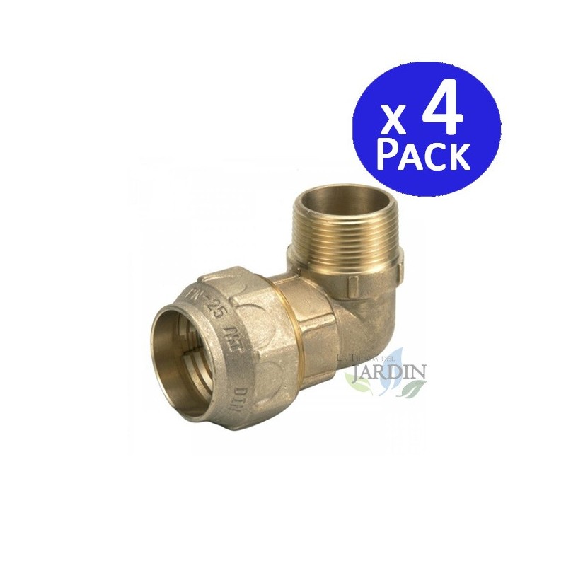 Pack 4 Codo macho latón 50mm x 1 1/2'' para tubería de polietileno 50 mm, accesorio latón 50mm ...
