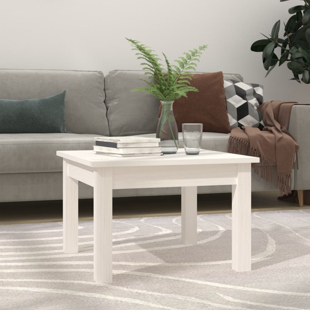 Maison Exclusive Table basse Blanc 45x45x30 cm Bois massif de pin ...