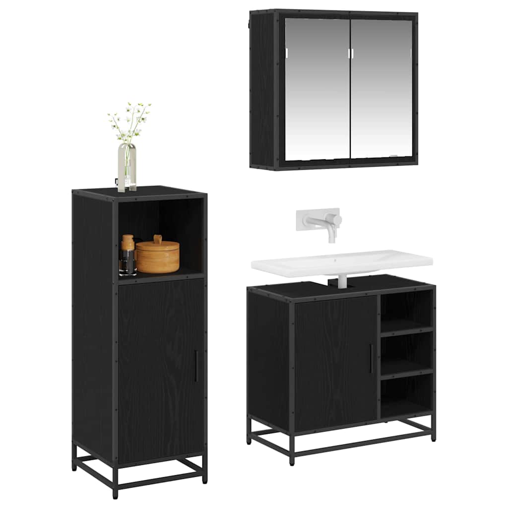 Juego de muebles de baño 3 pcs Roble negro 65 x 33 x 60 cm | Leroy Merlin