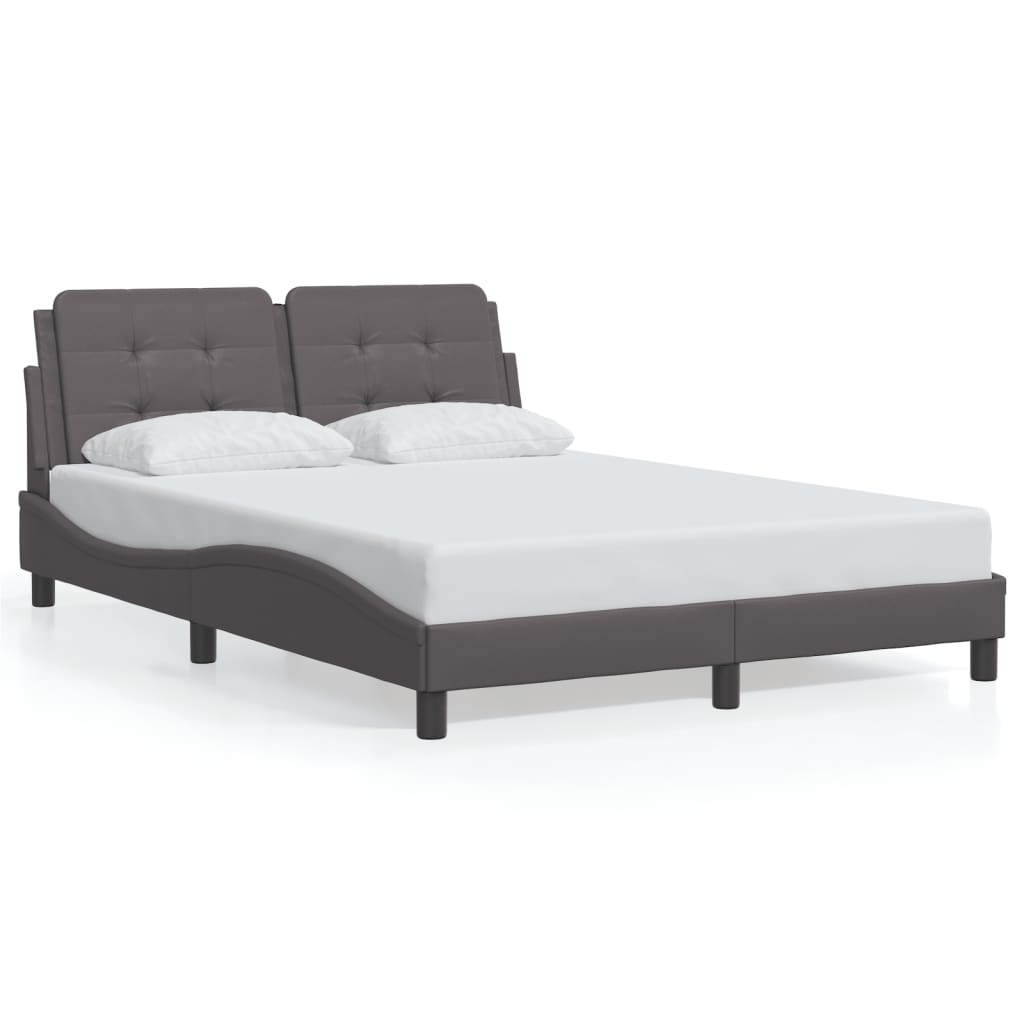 Cadre de lit sans matelas en simili cuir gris 140x200 cm | Leroy Merlin