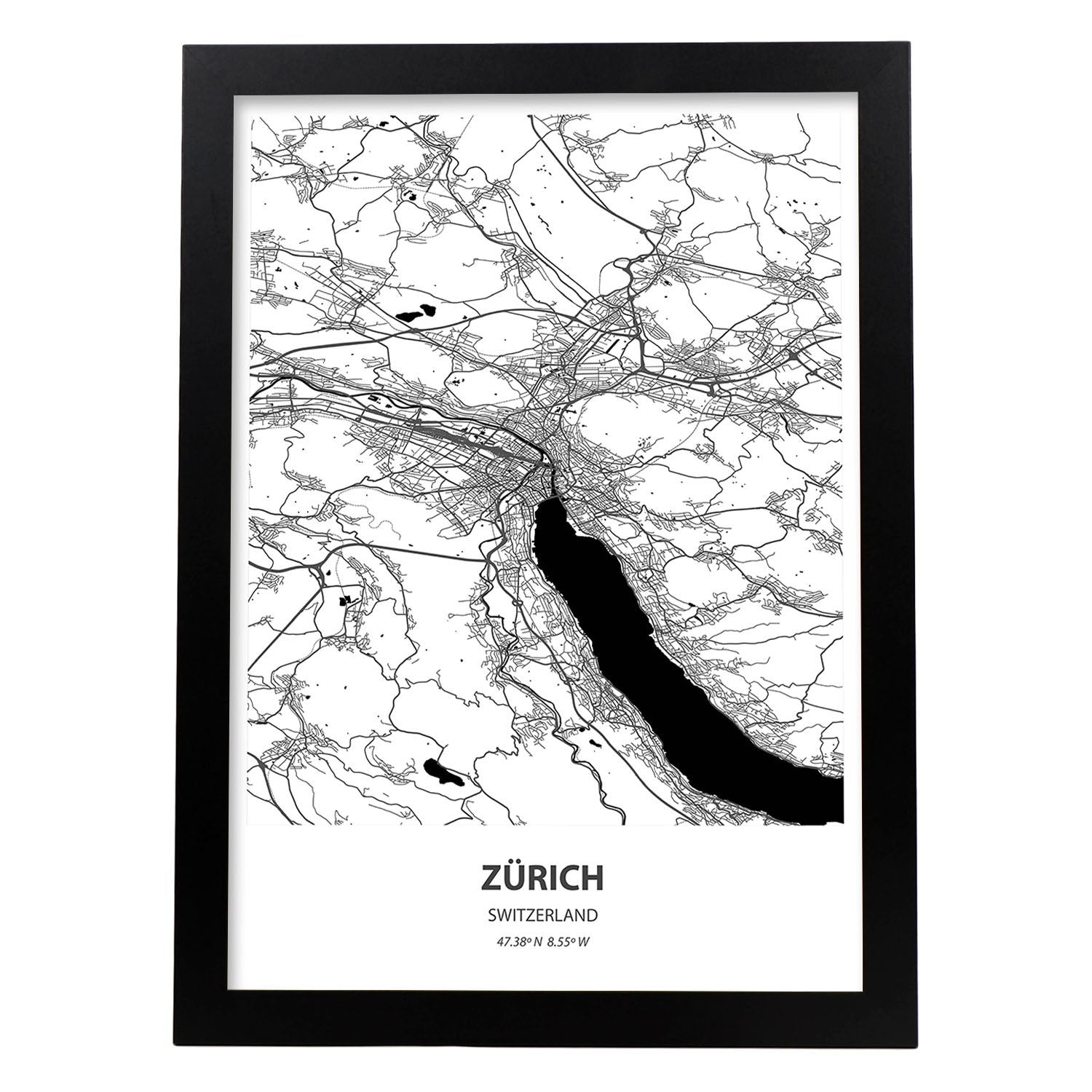 Poster Della Mappa Di Zurigo - Svizzera. Piatti Di Cittã In Europa Con ...