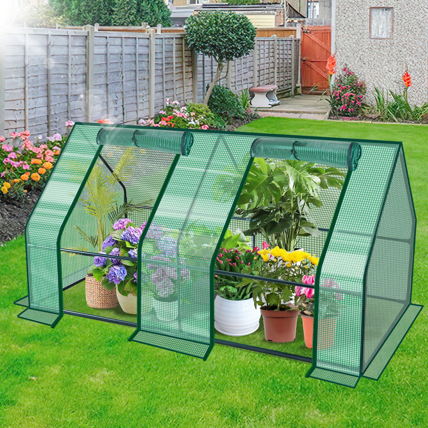 Mini invernadero para tomates doble lona 180L x 90W x 90H cm acero PE ...