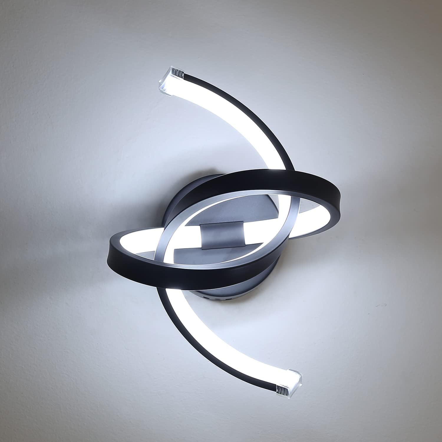 Applique Murale LED Interieur Moderne Noir, 16W Lampe de Murale Design ...