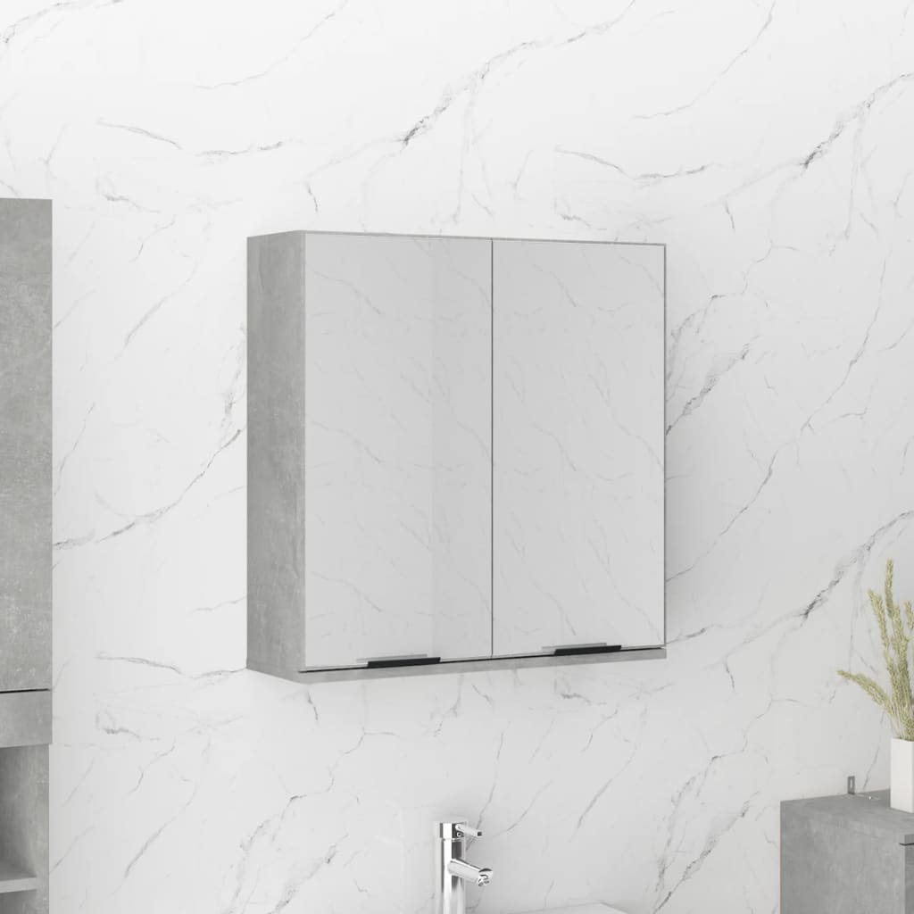 Armadietto a Specchio da Bagno | Mobile Bagno Grigio Cemento 64x20x67 ...