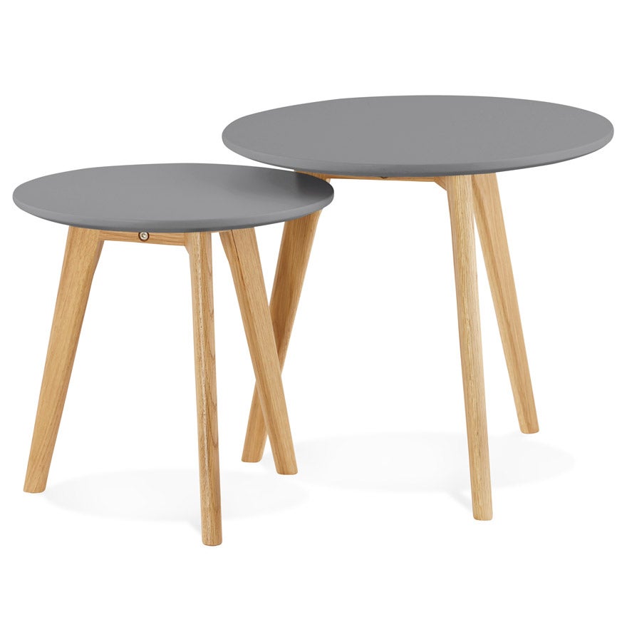 Tables gigognes ronde 'GABY' grises foncées | Leroy Merlin
