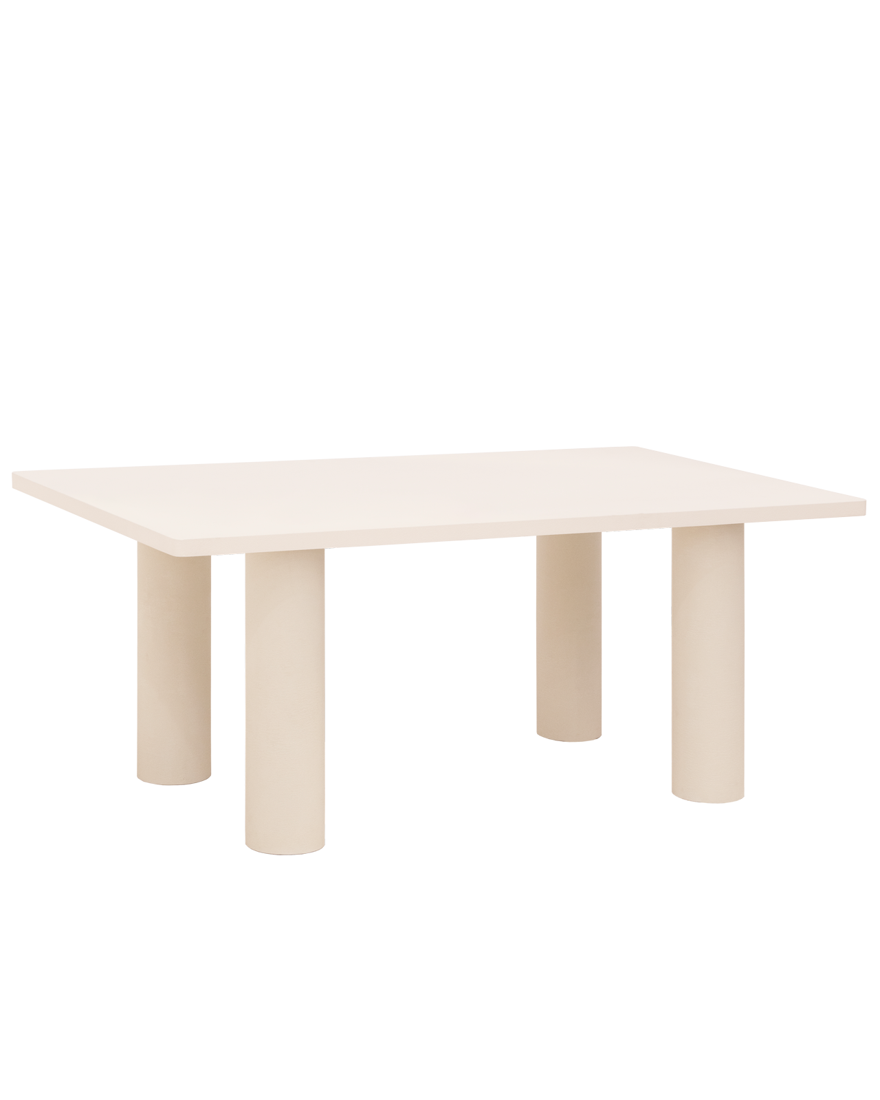 Mesa de comedor rectangular de microcemento en tono blanco roto ...