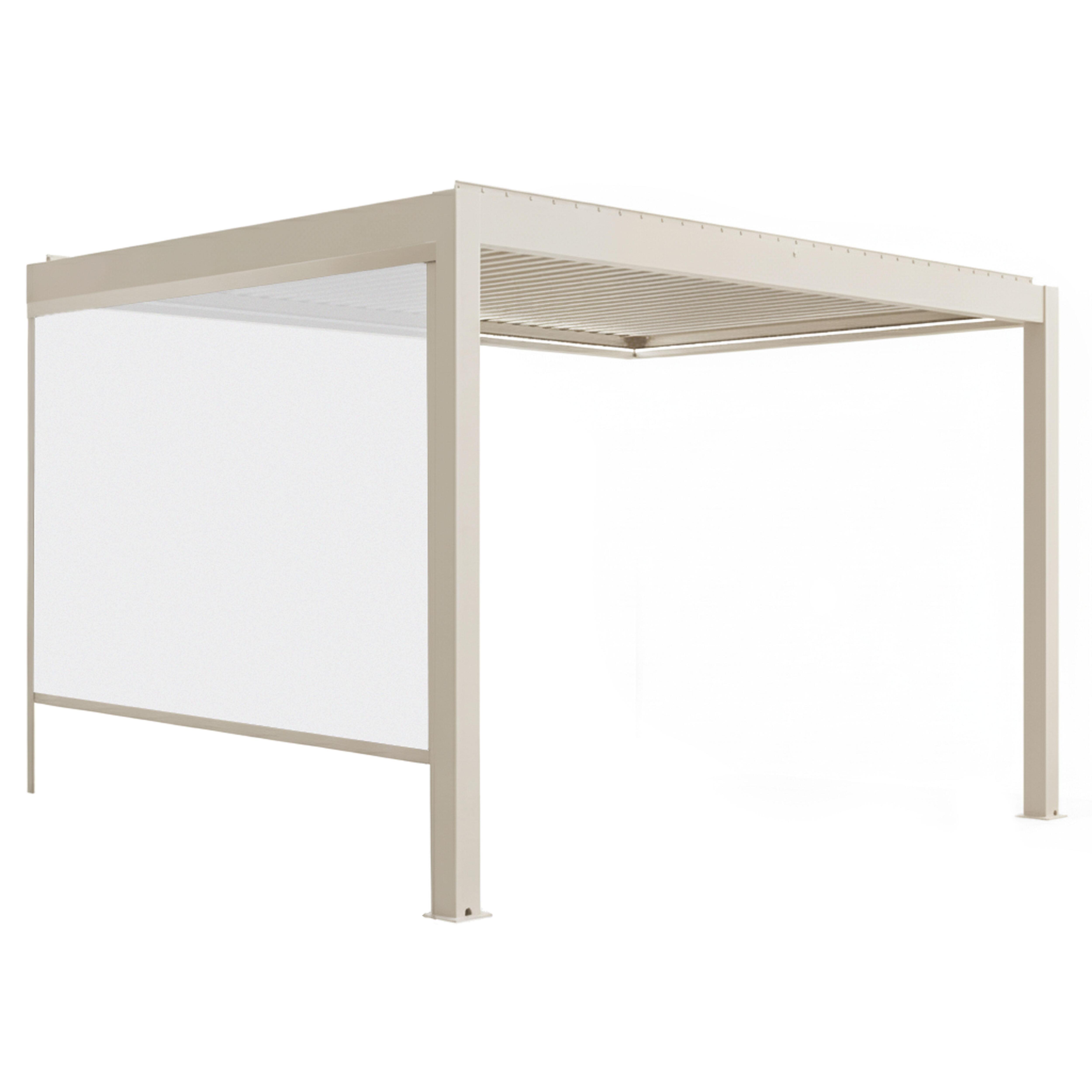 Pérgola bioclimática adosada motorizada de 3x4 m y 1 toldo color crema ...