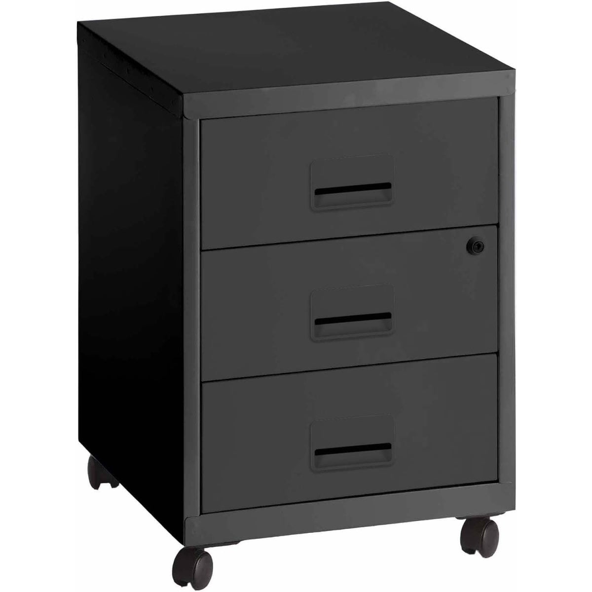 Caisson de rangement 3 tiroirs en acier sur roulettes anthracite Pierre ...