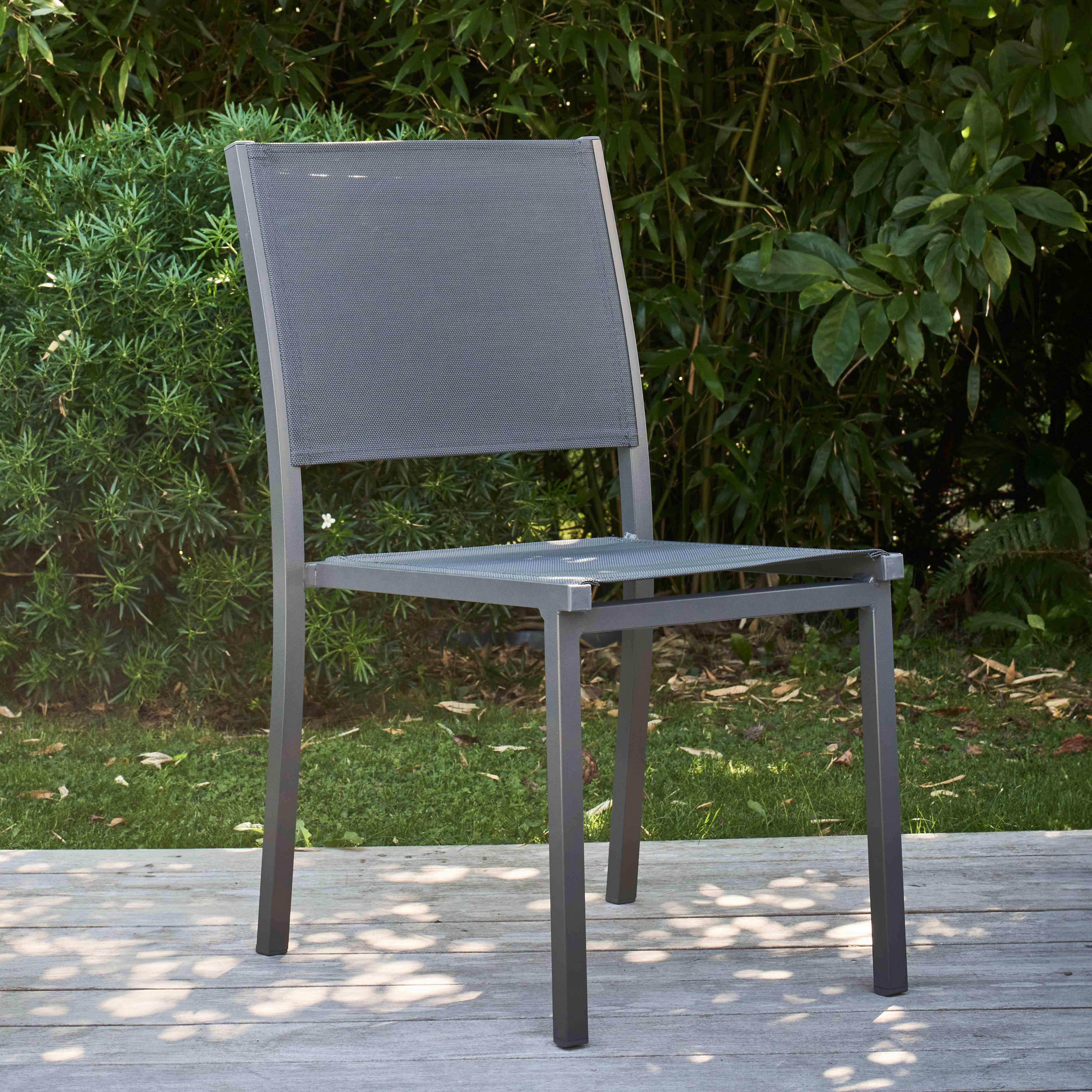 Chaise de jardin aluminium et textilène gris | Leroy Merlin