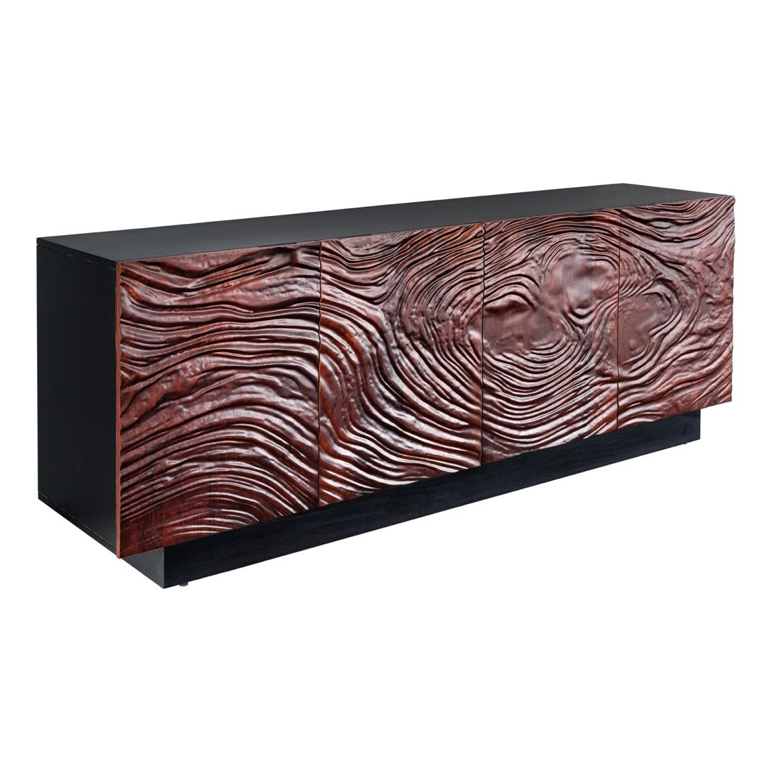 Buffet 175 cm 4 portes bois massif acacia noir et noyer foncé ...