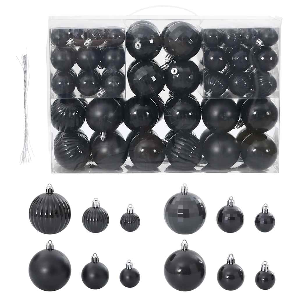Boules de No?l 100 pcs noir ?3/4/6 cm | Leroy Merlin