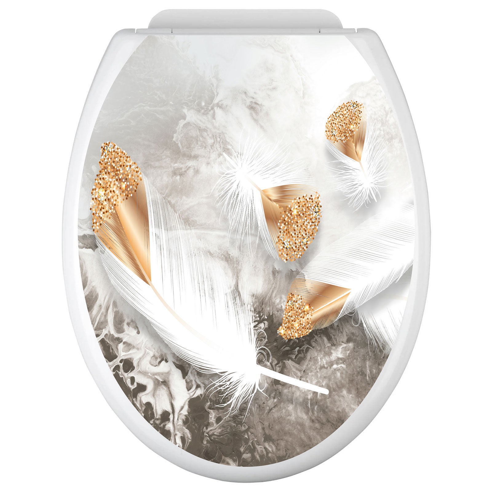 Stickers Abattant WC - Plumes - Adhésif + Protection BRILLANTE - 35x43 ...