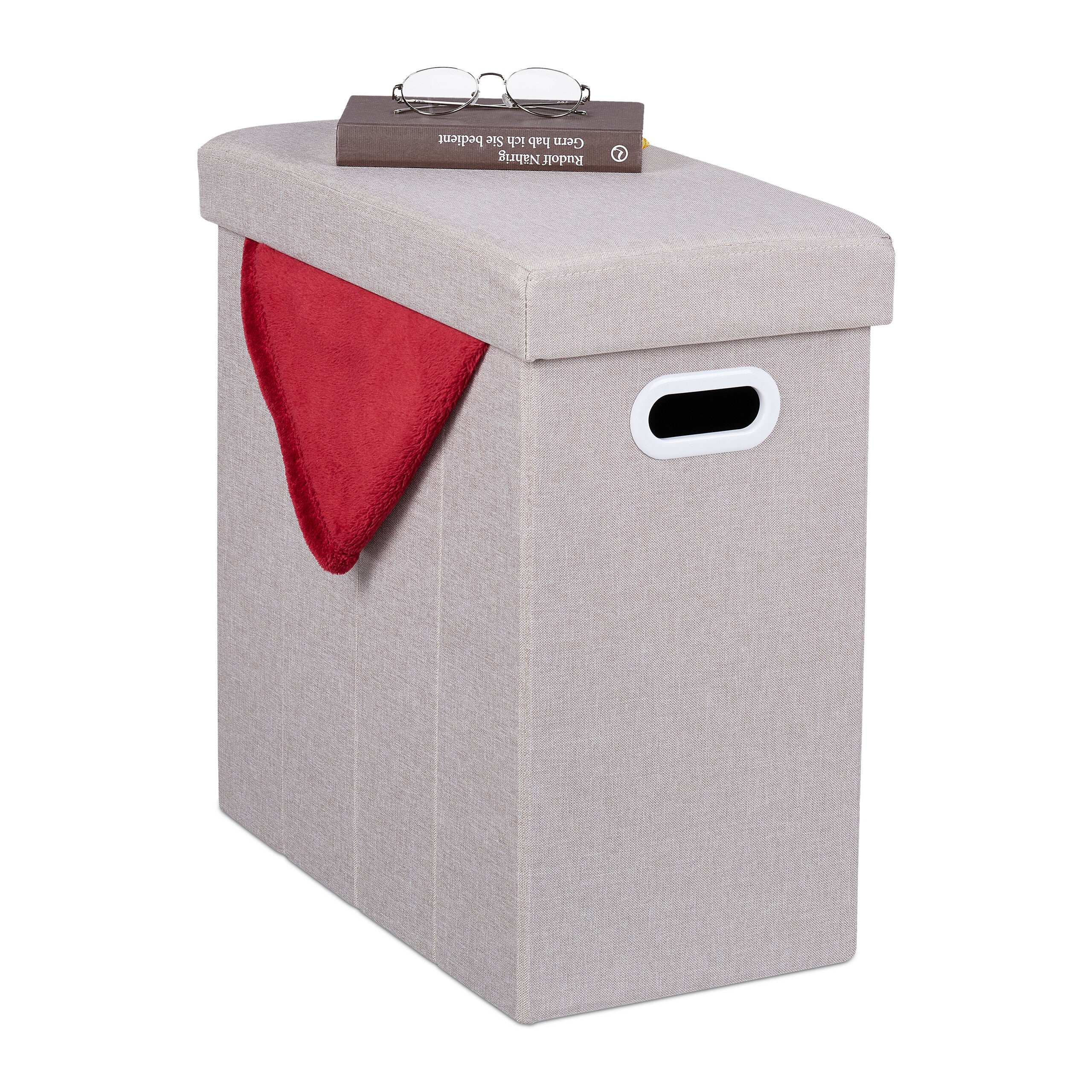 Relaxdays Pouf Contenitore per Sedersi, Coperchio Imbottito, HxLxP: 49 ...
